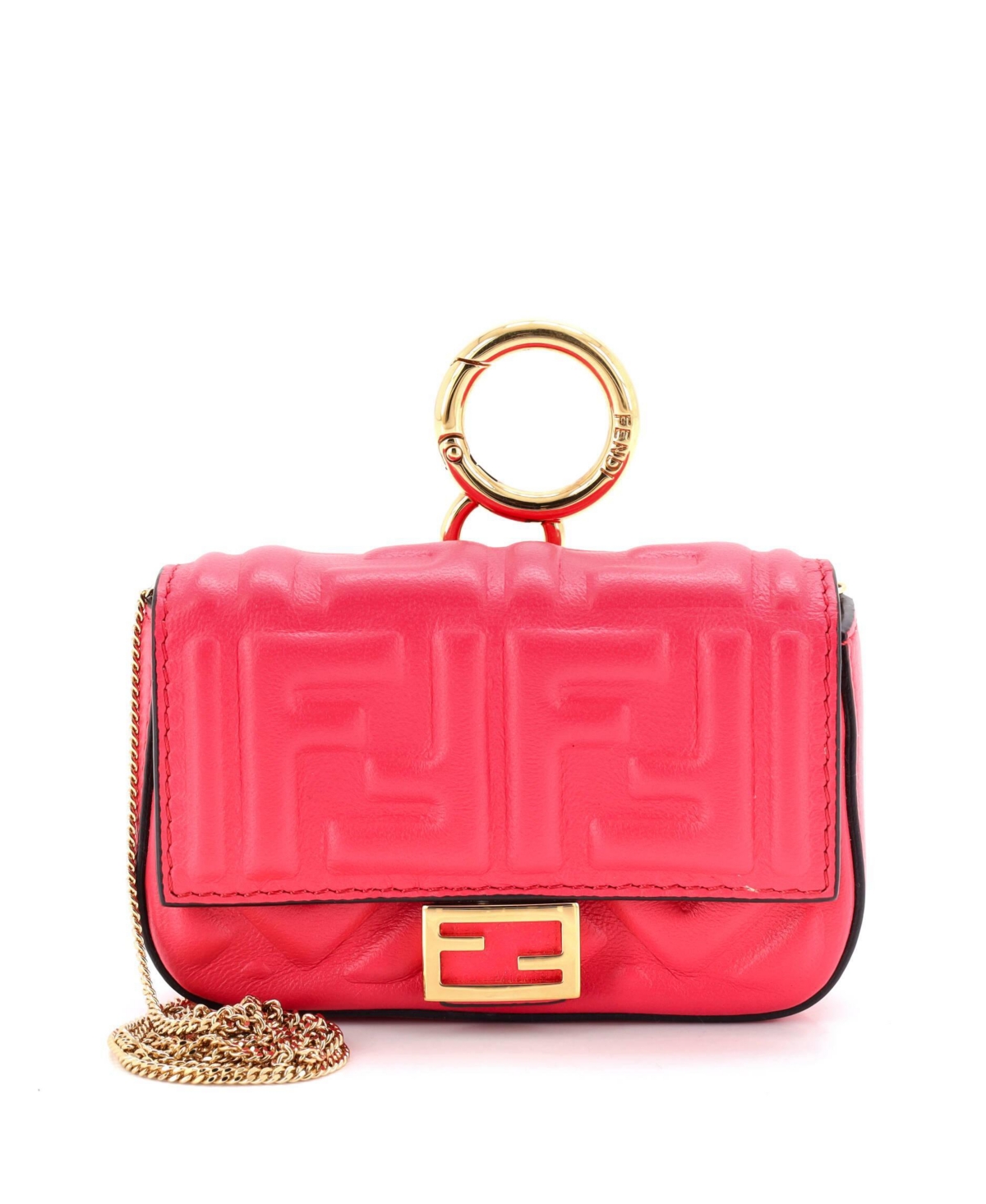 Click here for Pre-Owned Fendi Nano Chain Baguette Charm Bag Zucc... prices