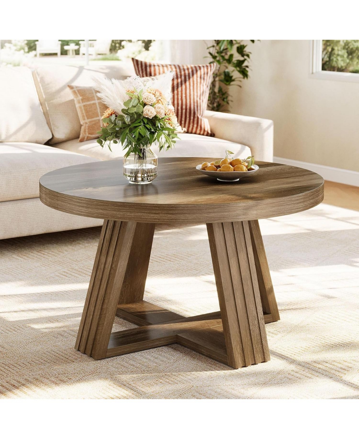 Click here for Tribesigns 31.5 Round Coffee Table with Cross-Shap... prices