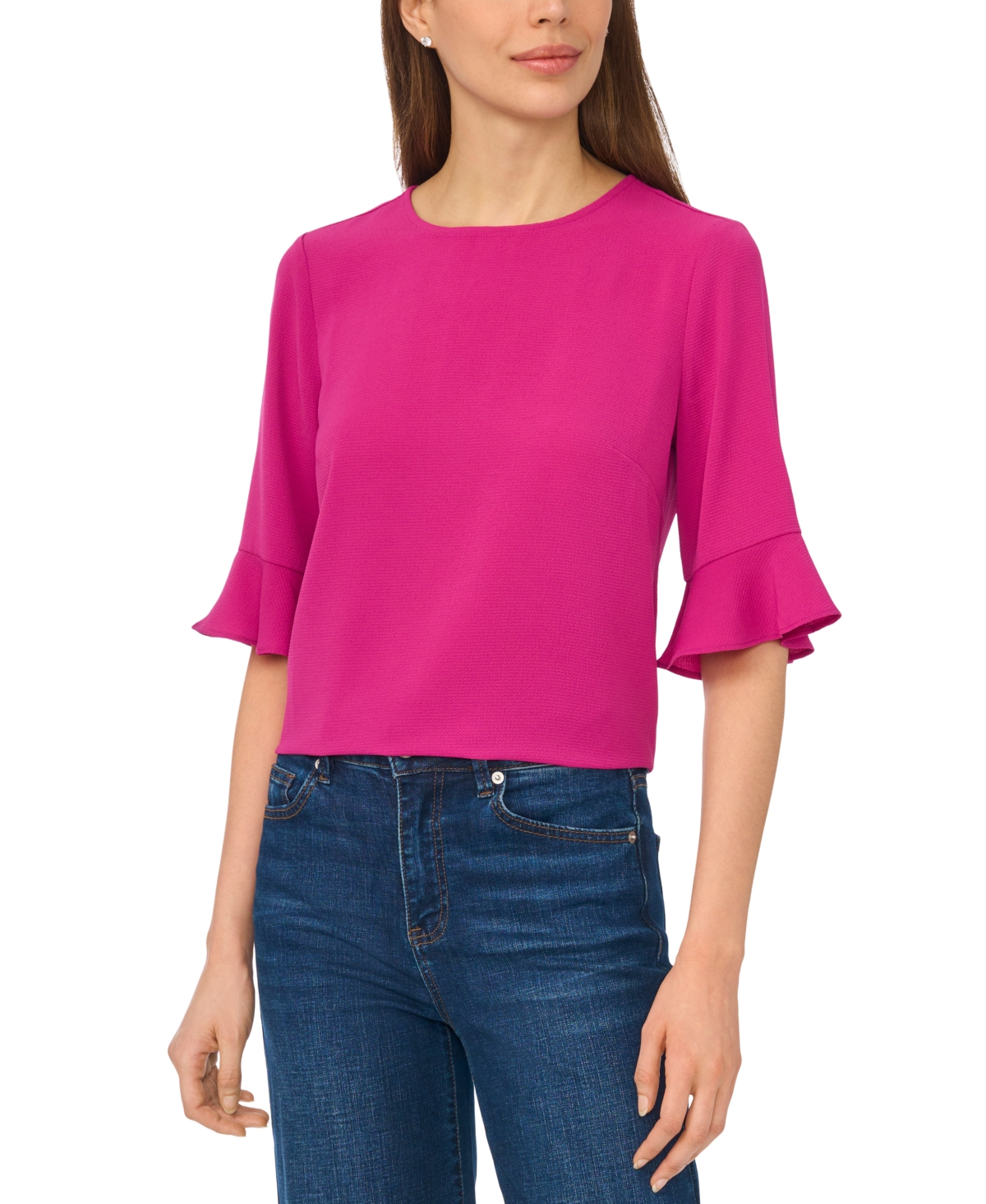 Click here for CeCe Womens Ruffled-Cuff 3/4-Sleeve Crew Neck Top... prices