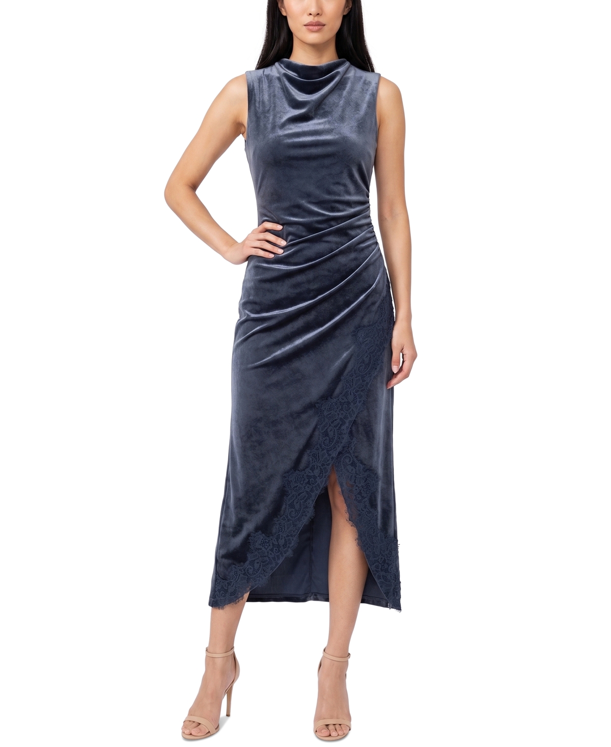 Click here for Taylor Womens Velvet Fit & Flare Cowl Neck Midi Dr... prices