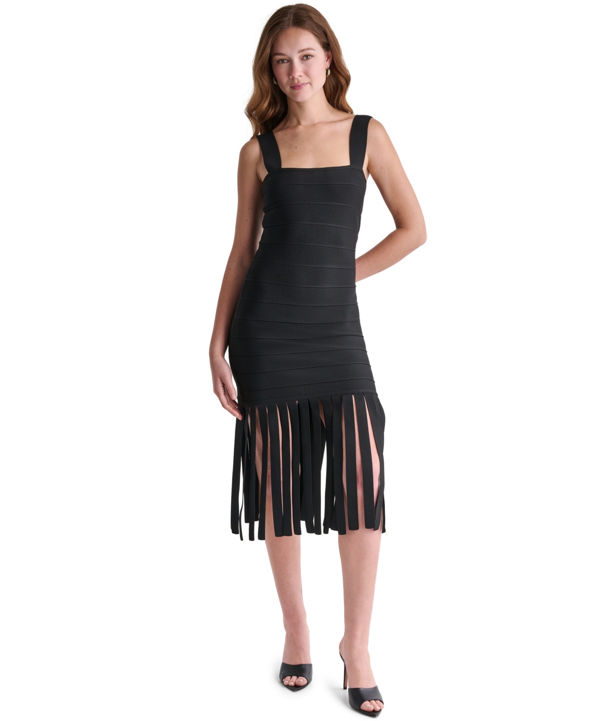 Click here for Bcbg Womens Bandage Fringe Hem Midi Dress - Black prices