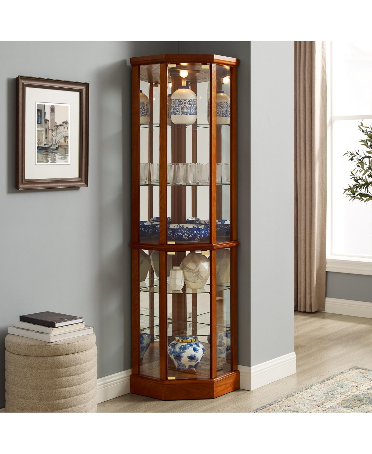 Click here for Clihome 6-Shelf Lighted Corner Curio Cabinet with... prices