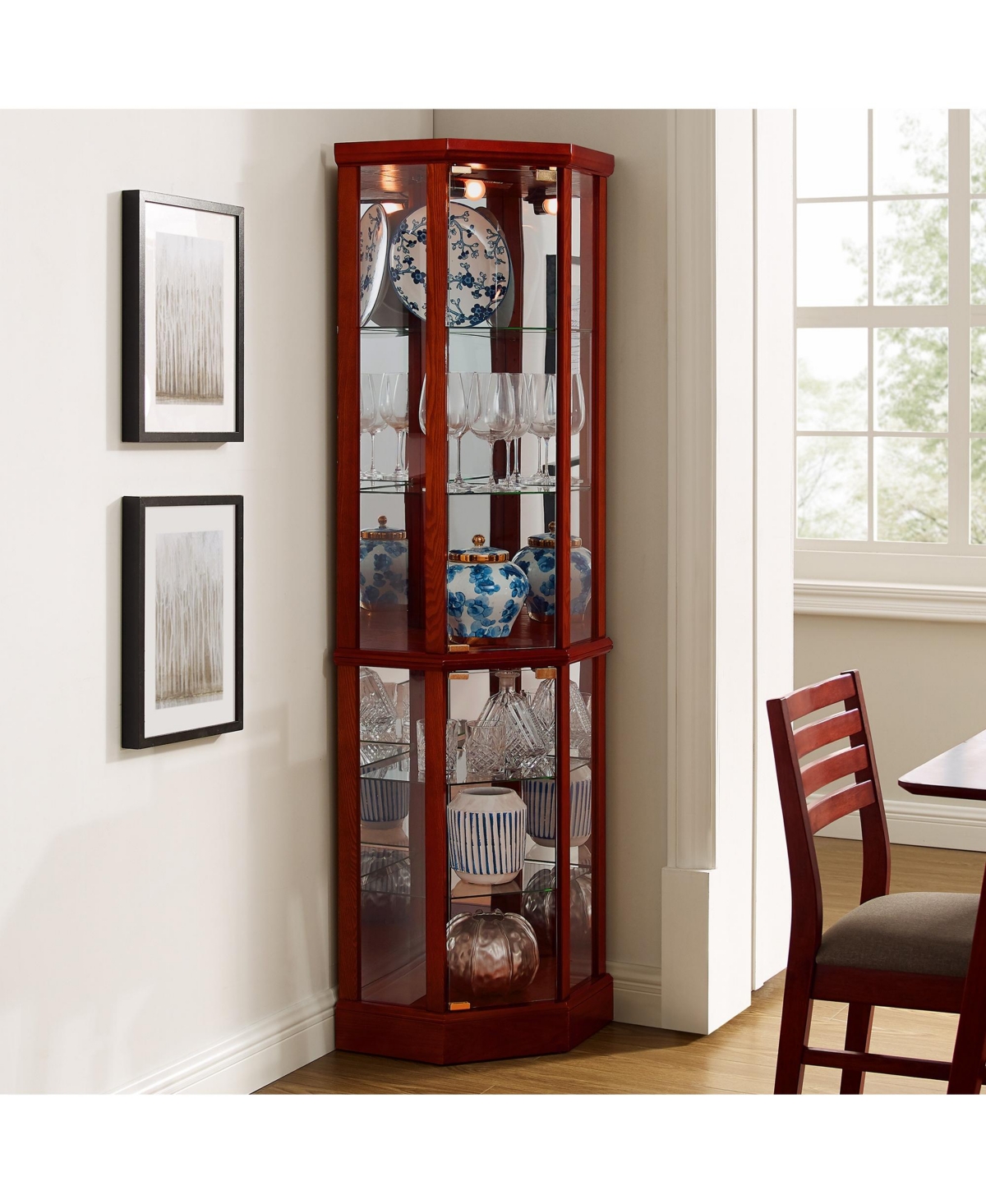 Click here for Clihome 6-Shelf Lighted Corner Curio Cabinet with... prices