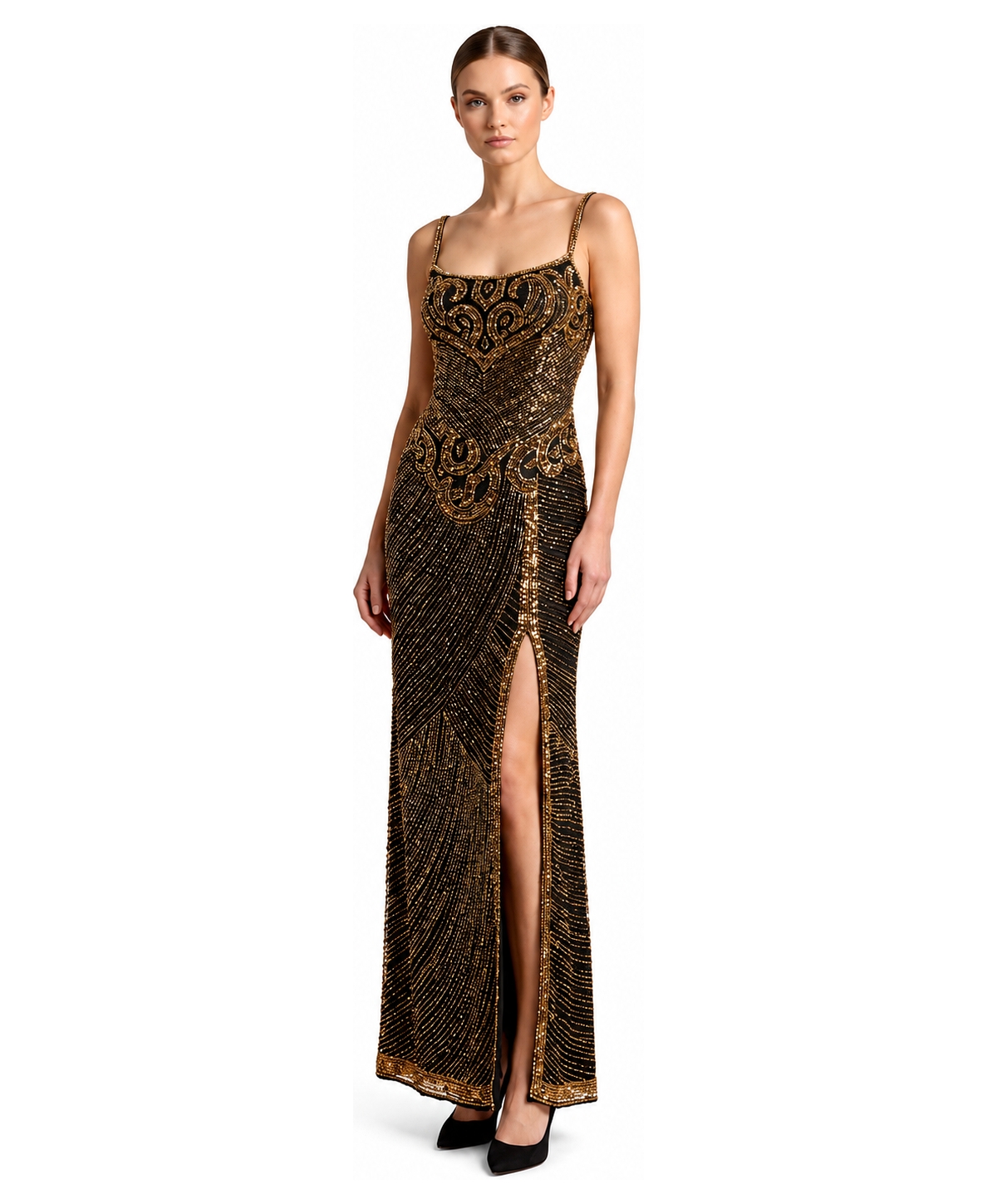 Click here for Lara Womens Spaghetti-Strap Beaded Gown with Side... prices