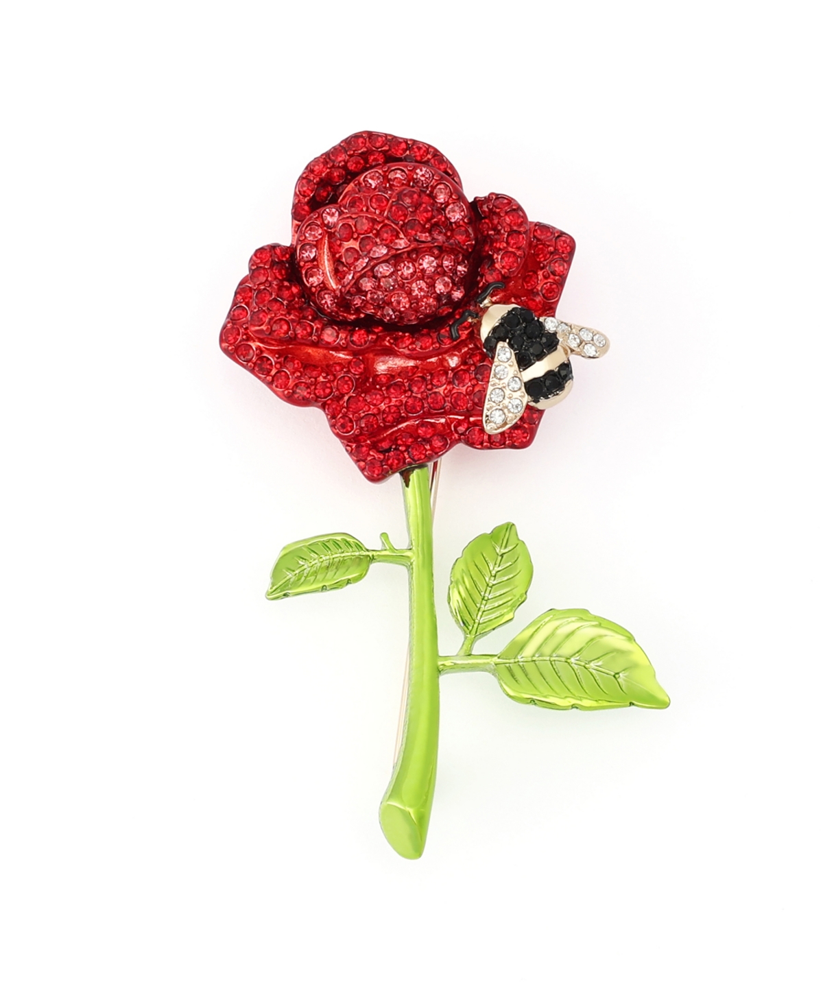 Click here for Betsey Johnson Faux-Stone Pave Rose Brooch - Red/G... prices
