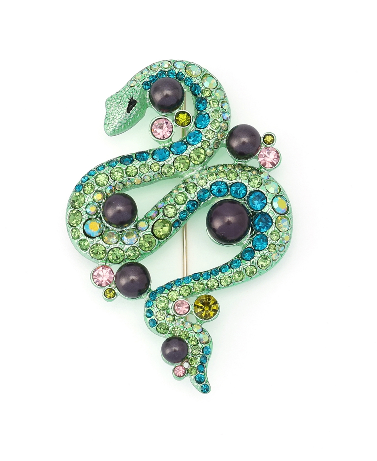 Click here for Betsey Johnson Faux-Stone Pave Snake Brooch - Gree... prices