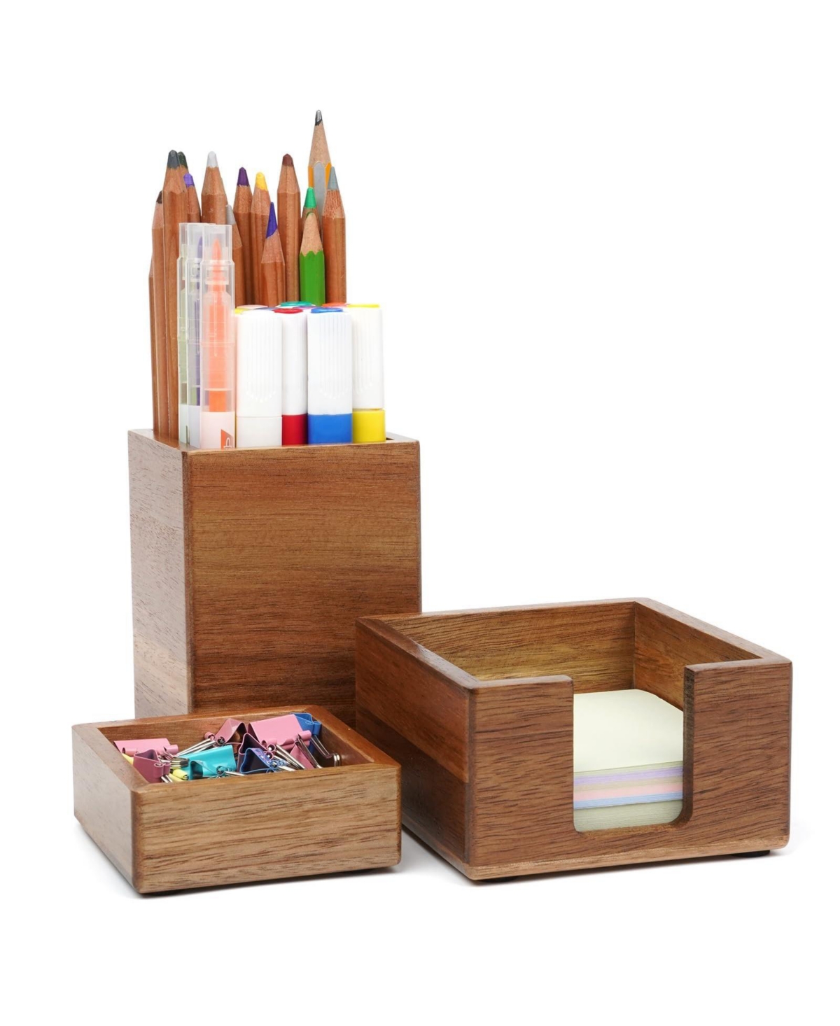 Click here for Danrong Brown Wooden Desk Organizer Set Pen Holder... prices
