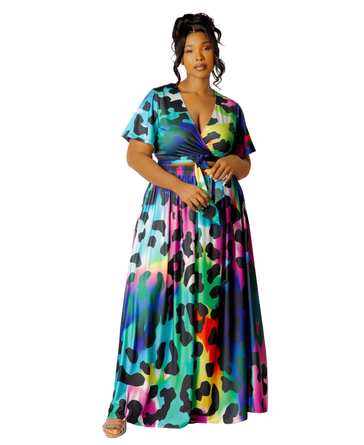 Click here for Buxom Couture Plus Size Tie-dye Tie-Front Top and... prices