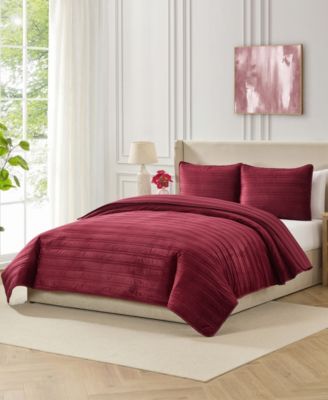 Click here for Evergreen Ivy Pinsonic Stripe Solid Mink Quilt Set... prices