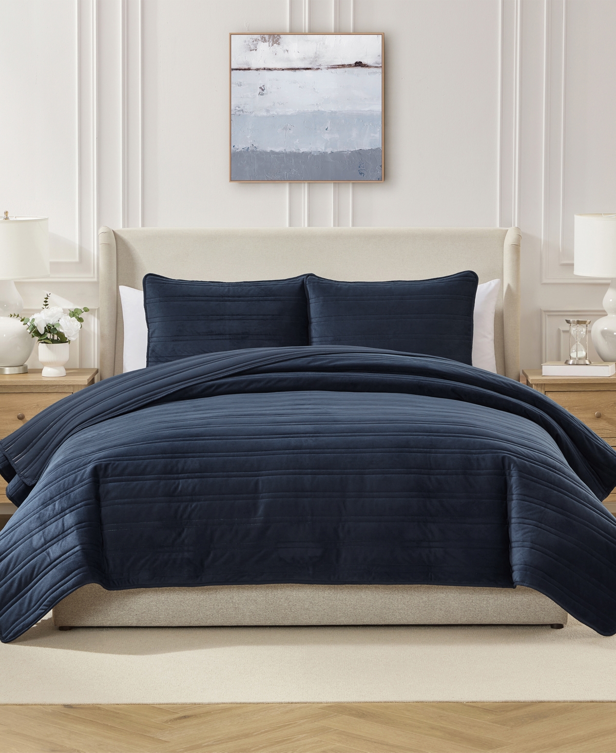Click here for Evergreen Ivy Pinsonic Stripe Solid Mink 2-Piece Q... prices
