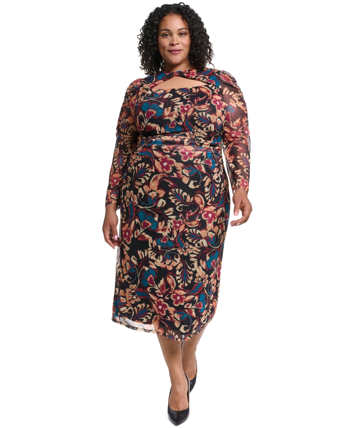 Click here for Vince Camuto Plus Size Ptd Mesh Twist Neck Body Fl... prices