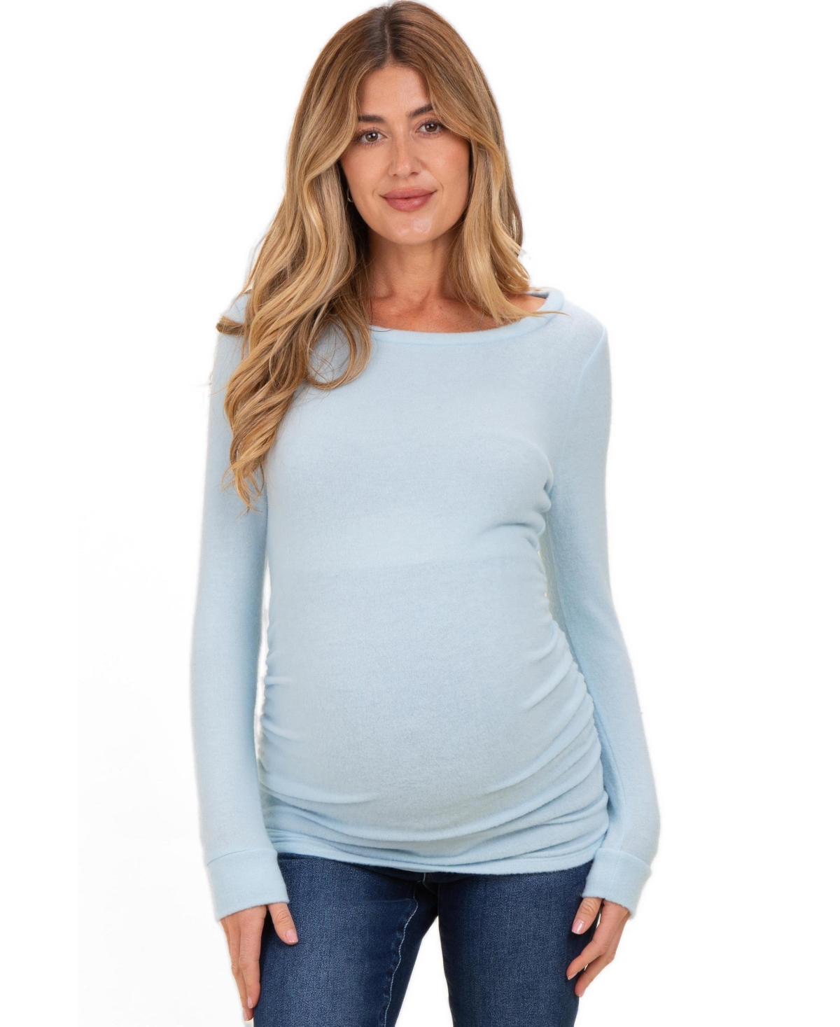 Click here for Pinkblush Maternity Heather Grey Soft Knit Ruched... prices