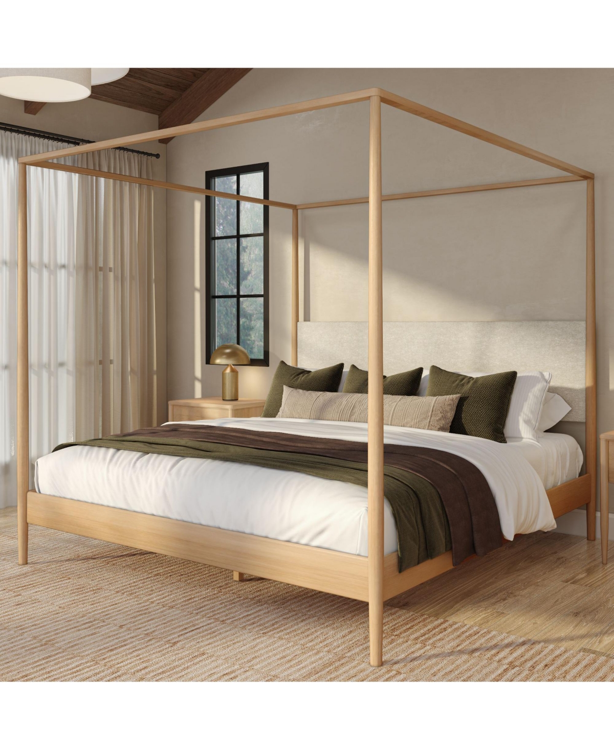Click here for Plank+Beam Harbor King Canopy Bed with Upholstered... prices
