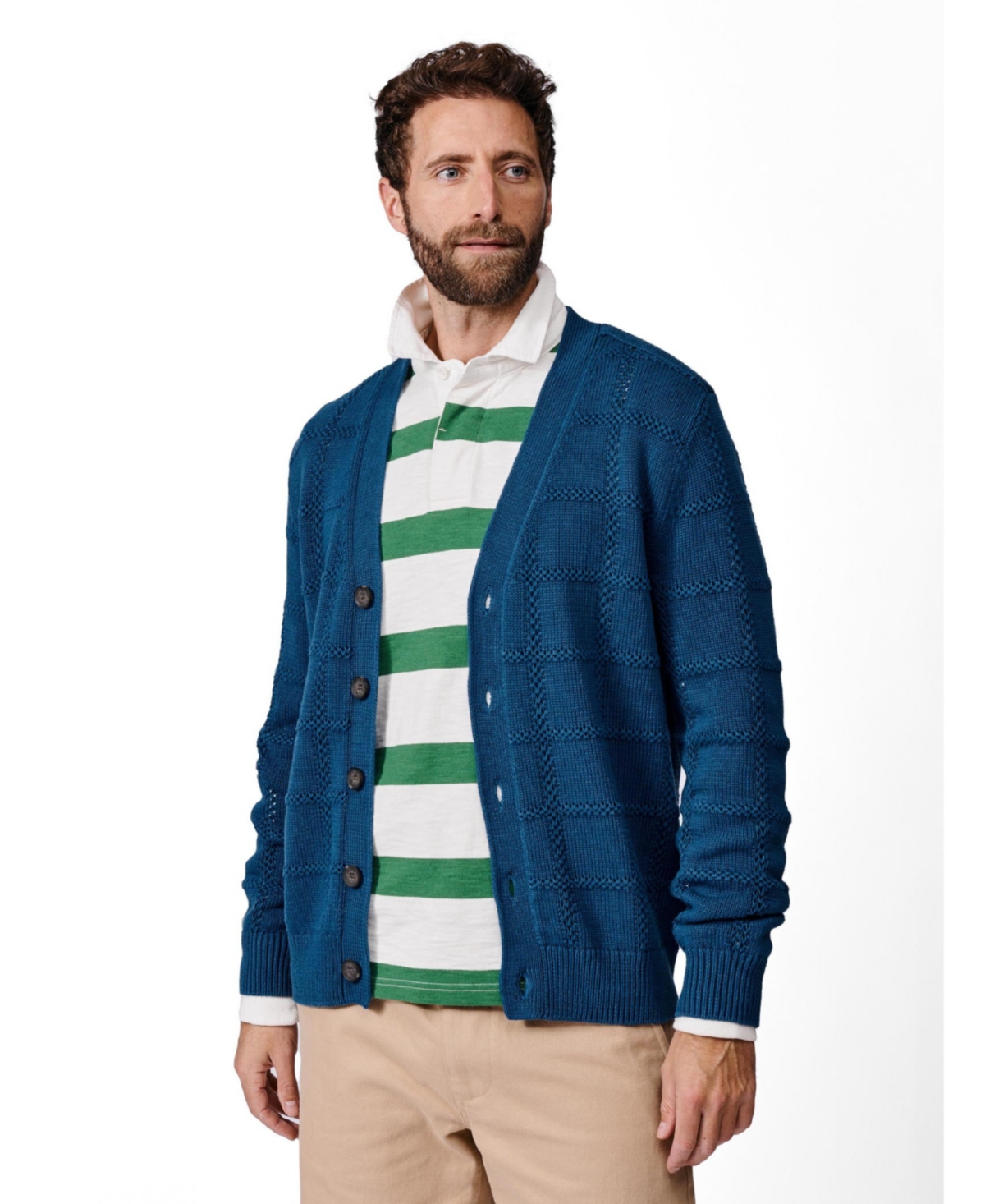 Click here for Aubin Mens Rainham Checked V-Neck Regular-Fit Card... prices