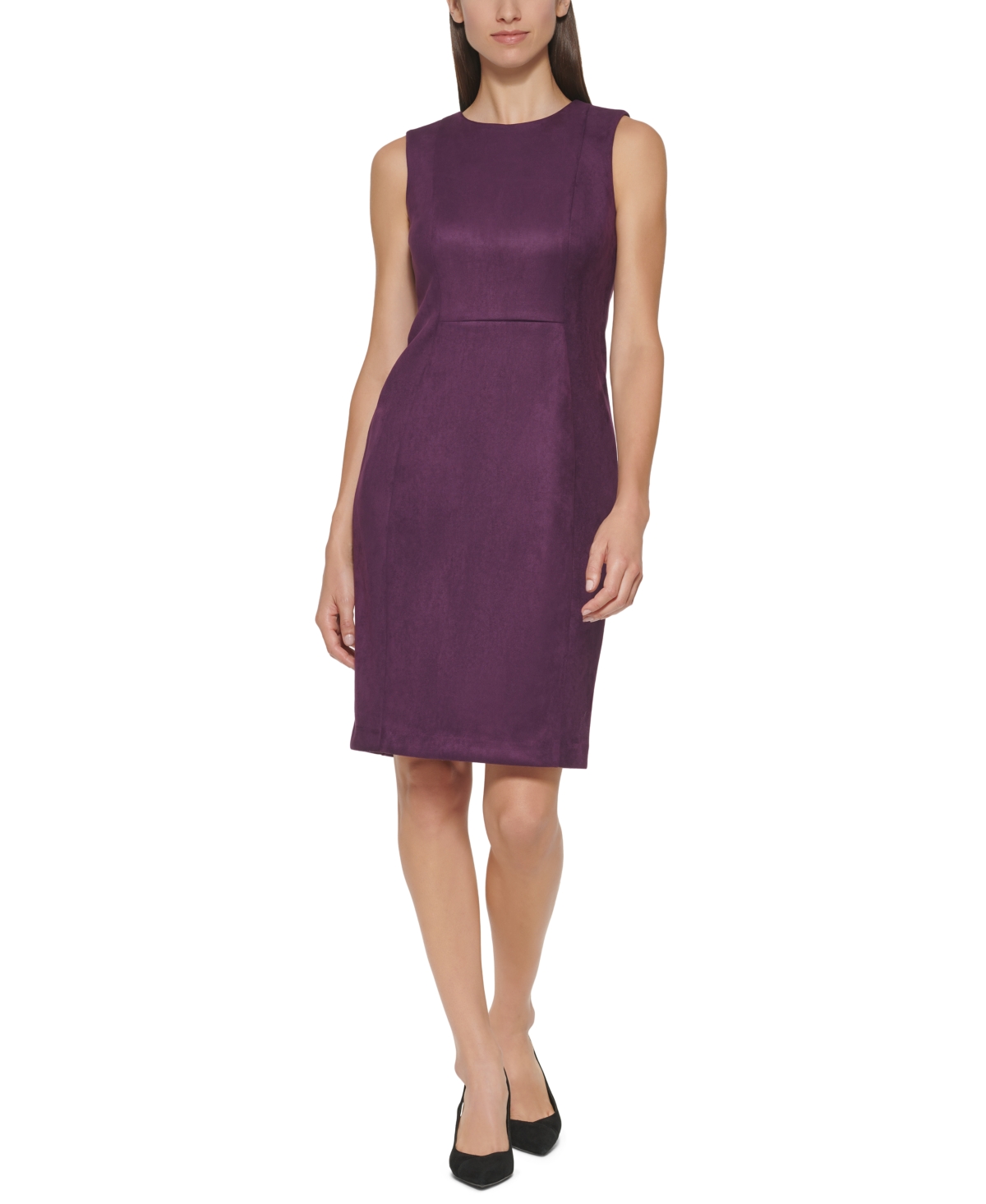 Click here for Calvin Klein Womens Suede Sleeveless Sheath Dress... prices