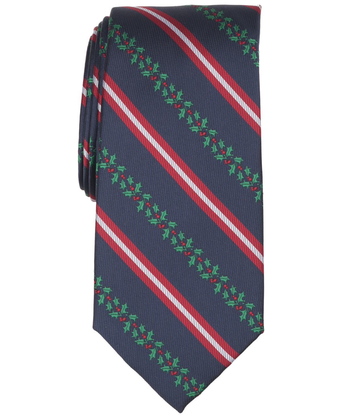Click here for Club Room Mens Holly Wreath Stripe Tie - Navy prices
