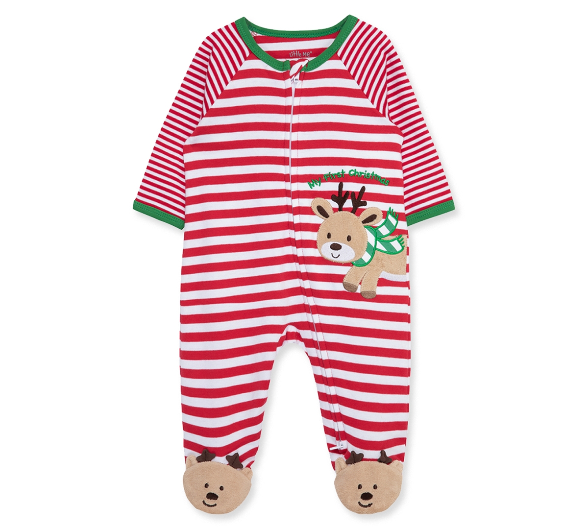 Click here for Little Me Baby Boys Reindeer Stripe Footed Coveral... prices