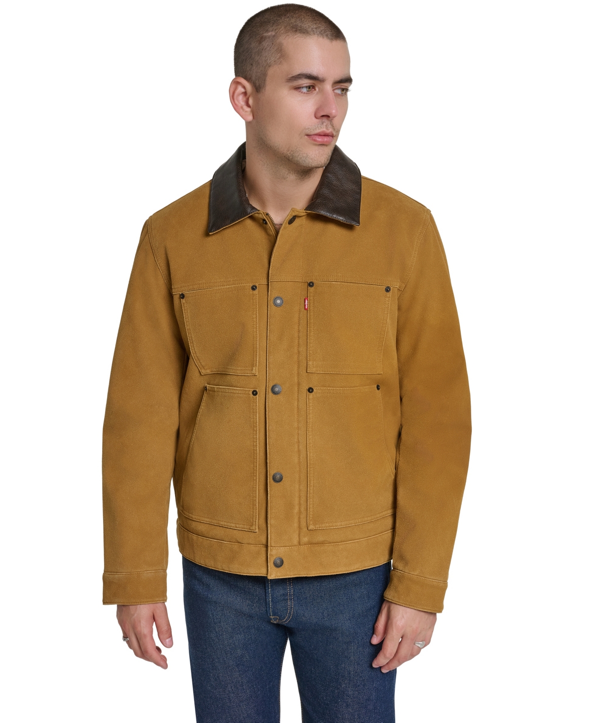 Click here for Levis Mens Classic-Fit Laydown-Collar Faux Suede J... prices