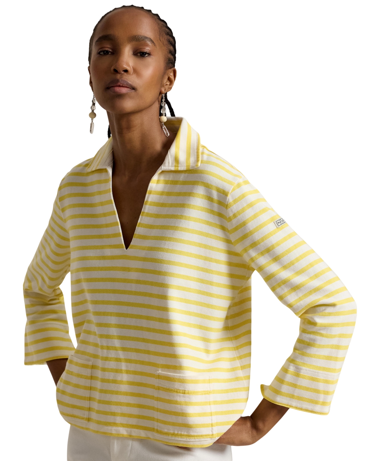 Click here for Polo Ralph Lauren Womens Striped Split-Placket Mar... prices