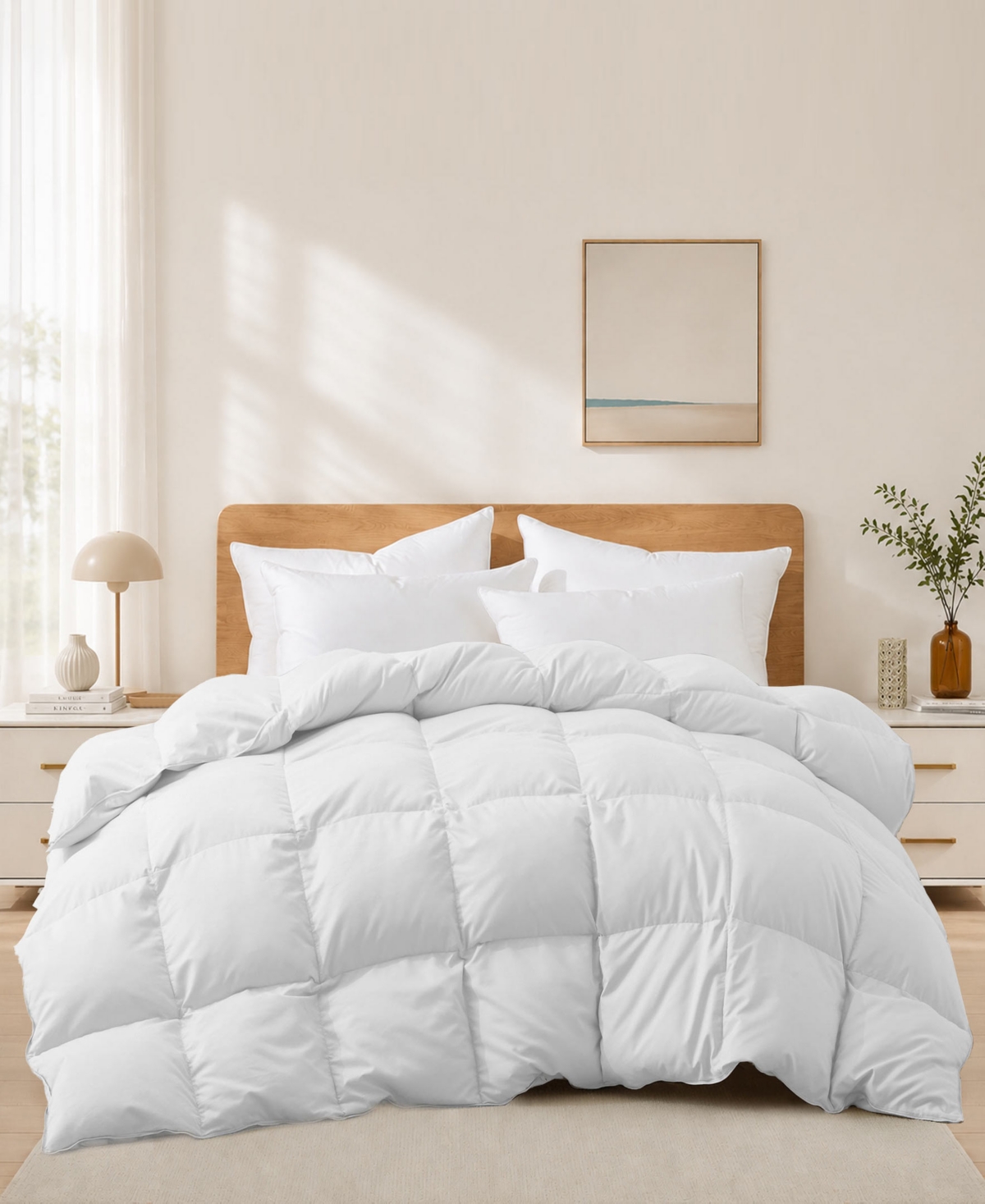 Unikome All-Season Goose Down Feather Fiber Comforter  Full/Queen - White