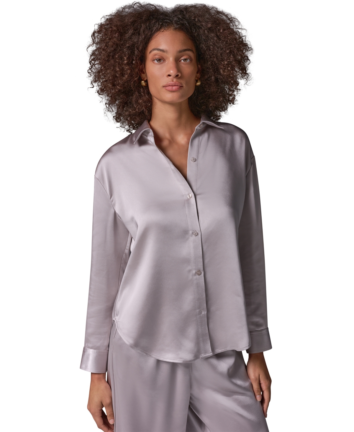 Click here for Donna Karan Weekend Womens Satin Long-Sleeve Butto... prices