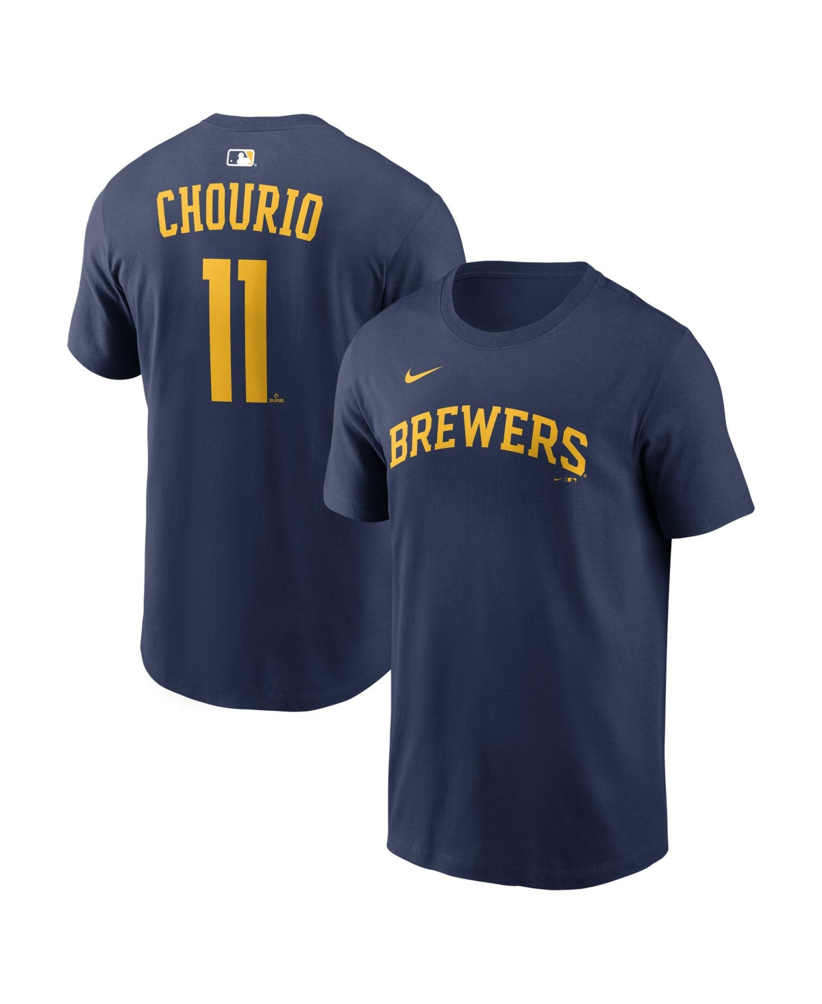 Click here for Nike Mens Jackson Chourio Navy Milwaukee Brewers N... prices