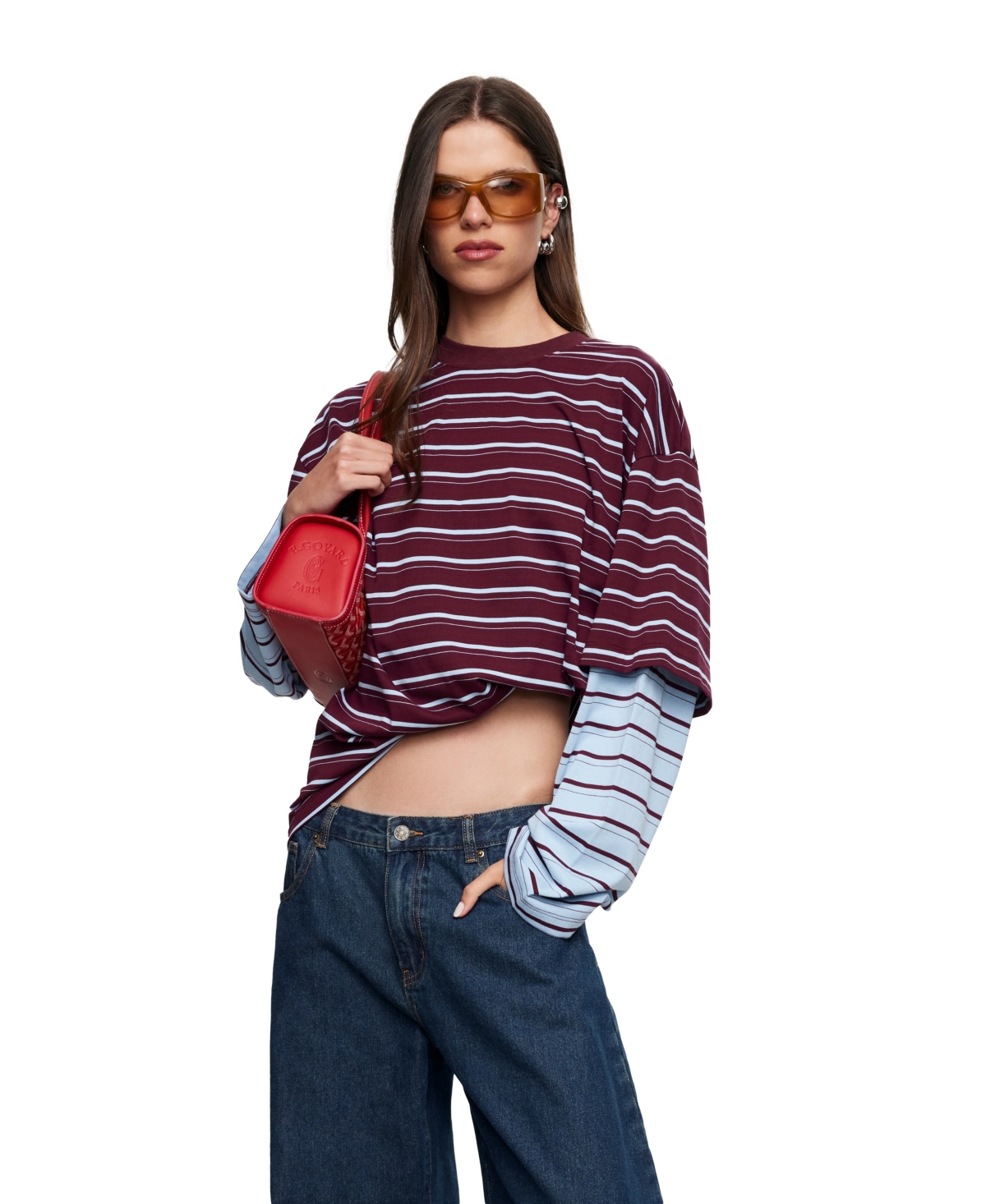 Click here for Lioness Womens Bottega Oversized Long-Sleeve Strip... prices