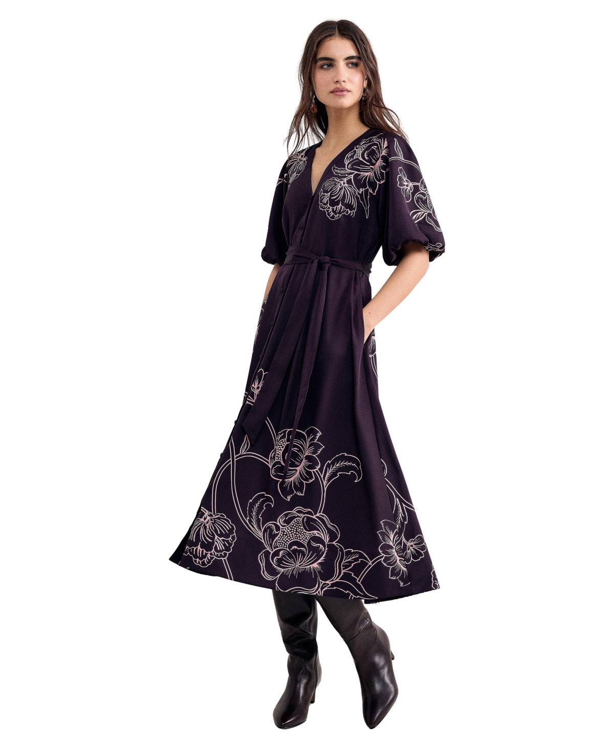 Click here for Phase Eight Womens Mabel Print Dress - Purple prices