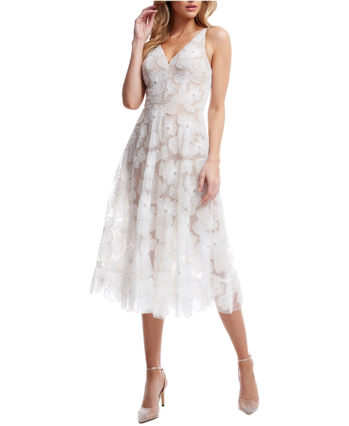Click here for Dress The Population Womens Blair V-Neck 3D Floral... prices