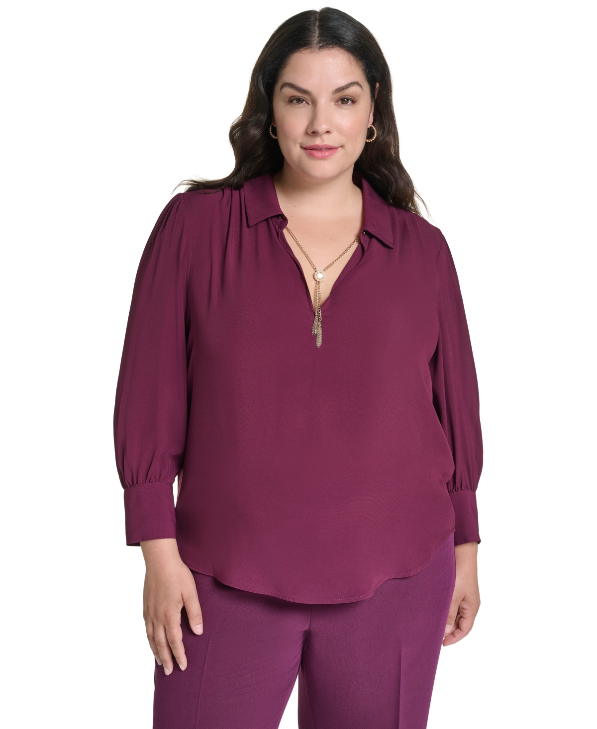 Click here for Karl Lagerfeld Paris Plus Size Long-Sleeve V-Neck... prices