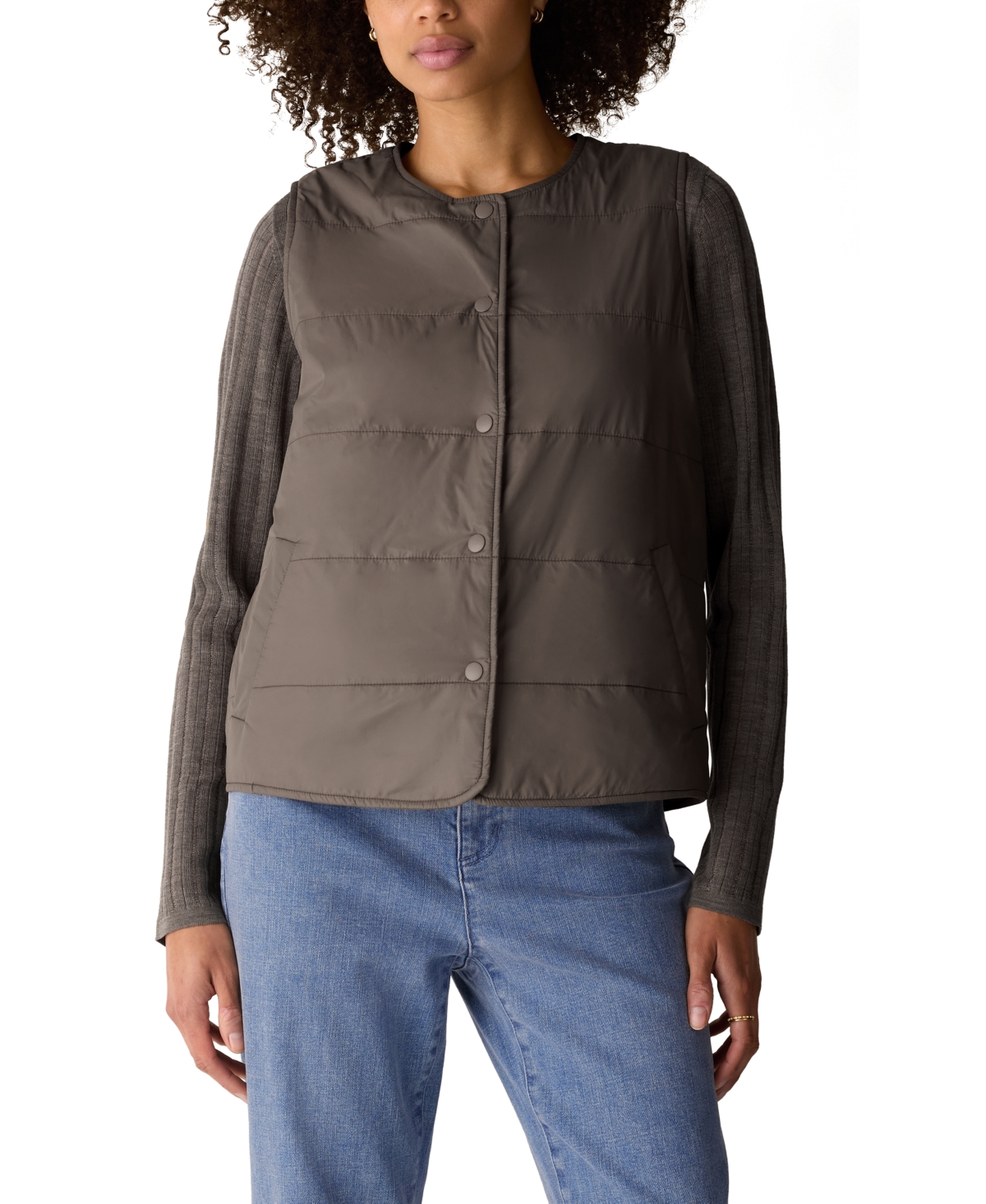 Click here for Eileen Fisher Womens Quilted Sleeveless Vest - Cob... prices