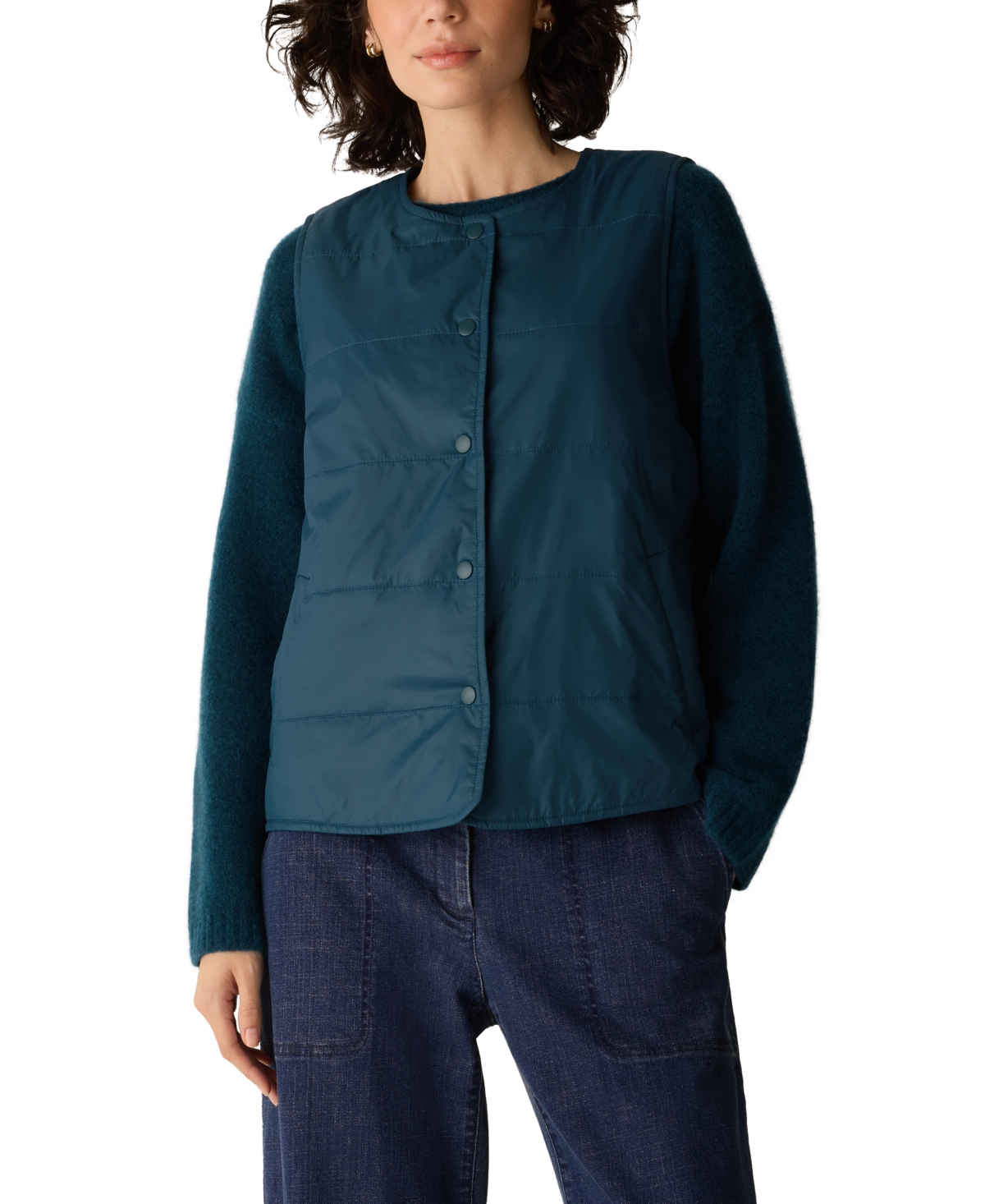 Click here for Eileen Fisher Womens Quilted Sleeveless Vest - Sai... prices