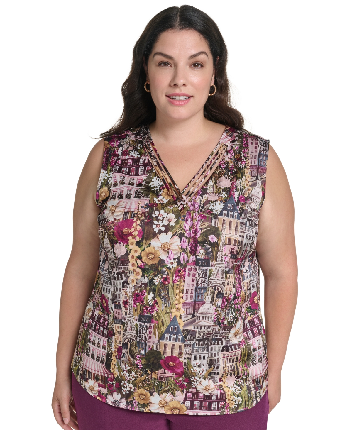 Click here for Karl Lagerfeld Paris Plus Size Graphic-Print V-Nec... prices