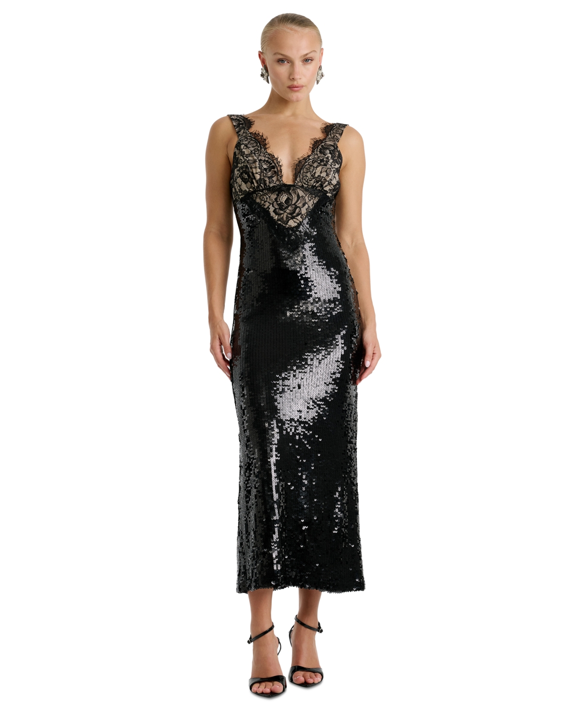 Click here for Bardot Womens Torie Sequin Lace Sleeveless Maxi Dr... prices