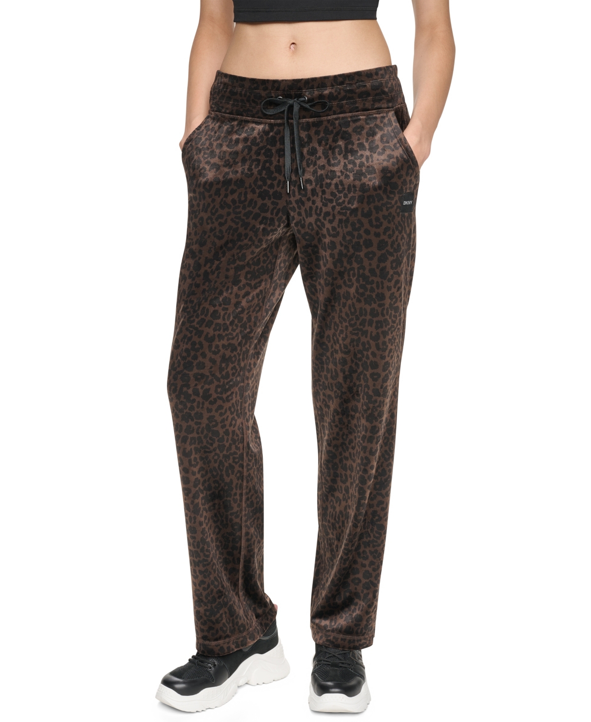 Click here for Dkny Sport Womens Leopard-Print Mid-Rise Velour Tr... prices