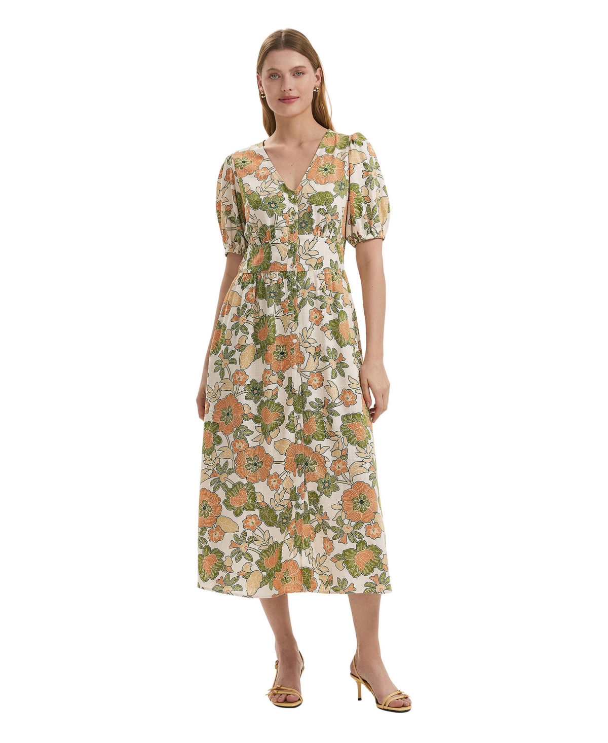 Click here for Finery London Womens Addison Floral Linen Blend Mi... prices
