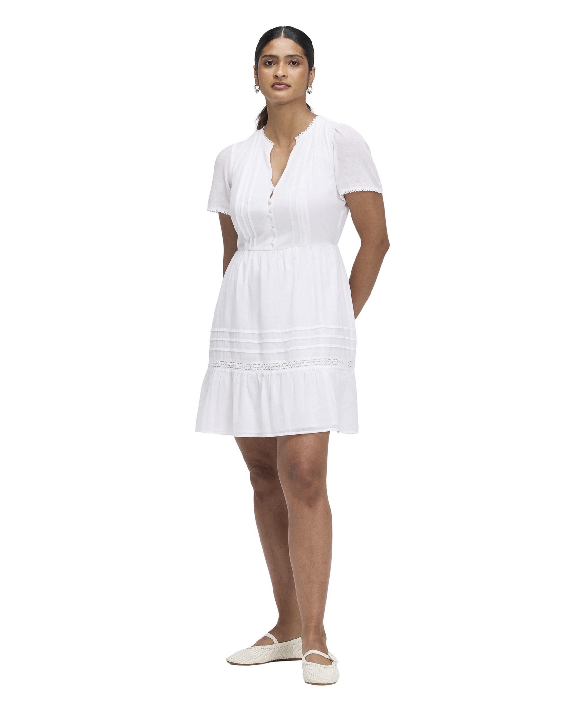 Click here for Finery London Womens Cotton Voile Short Dress - Wh... prices