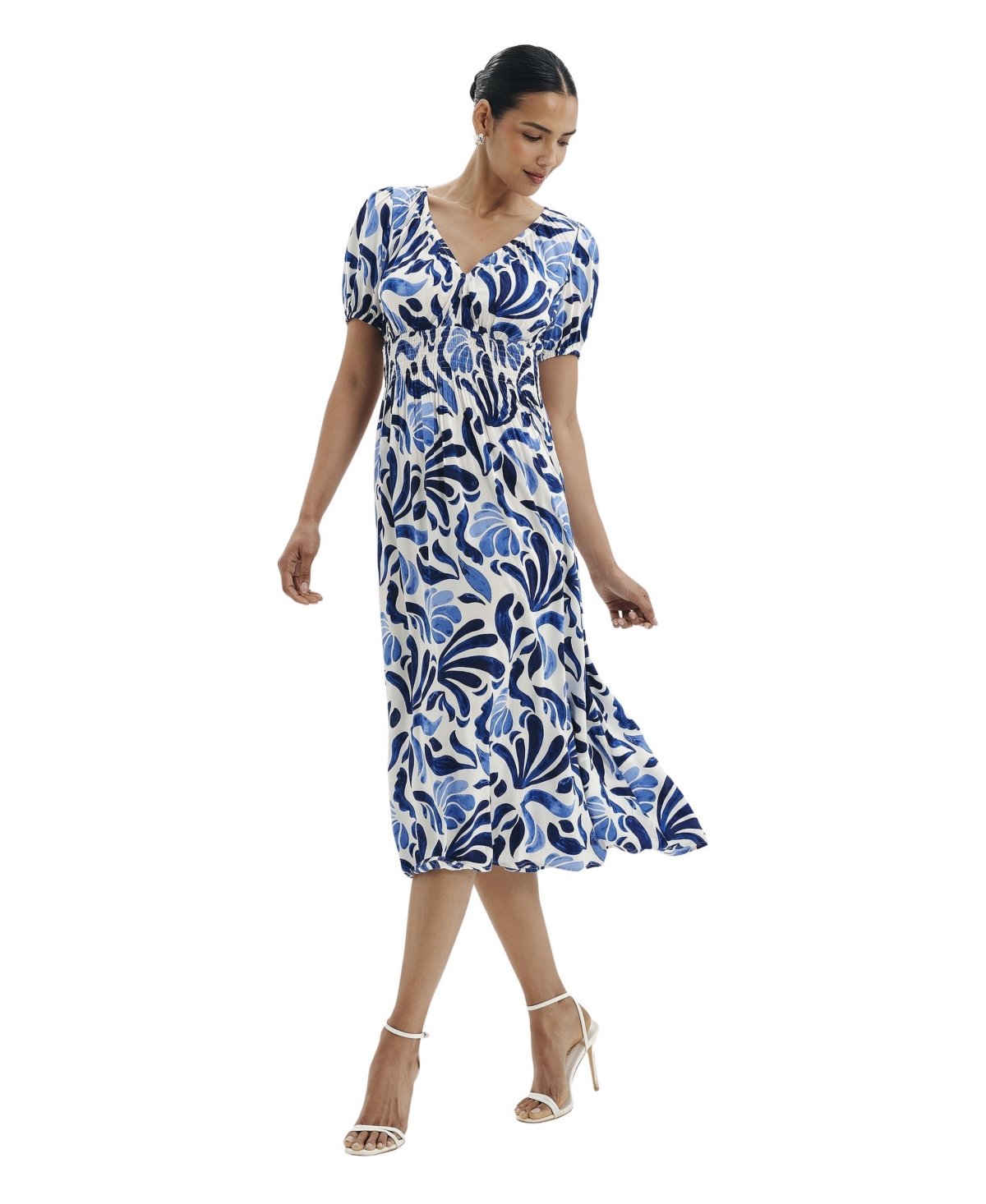 Click here for Finery London Womens Dolly V-Neck Midi Dress - Blu... prices