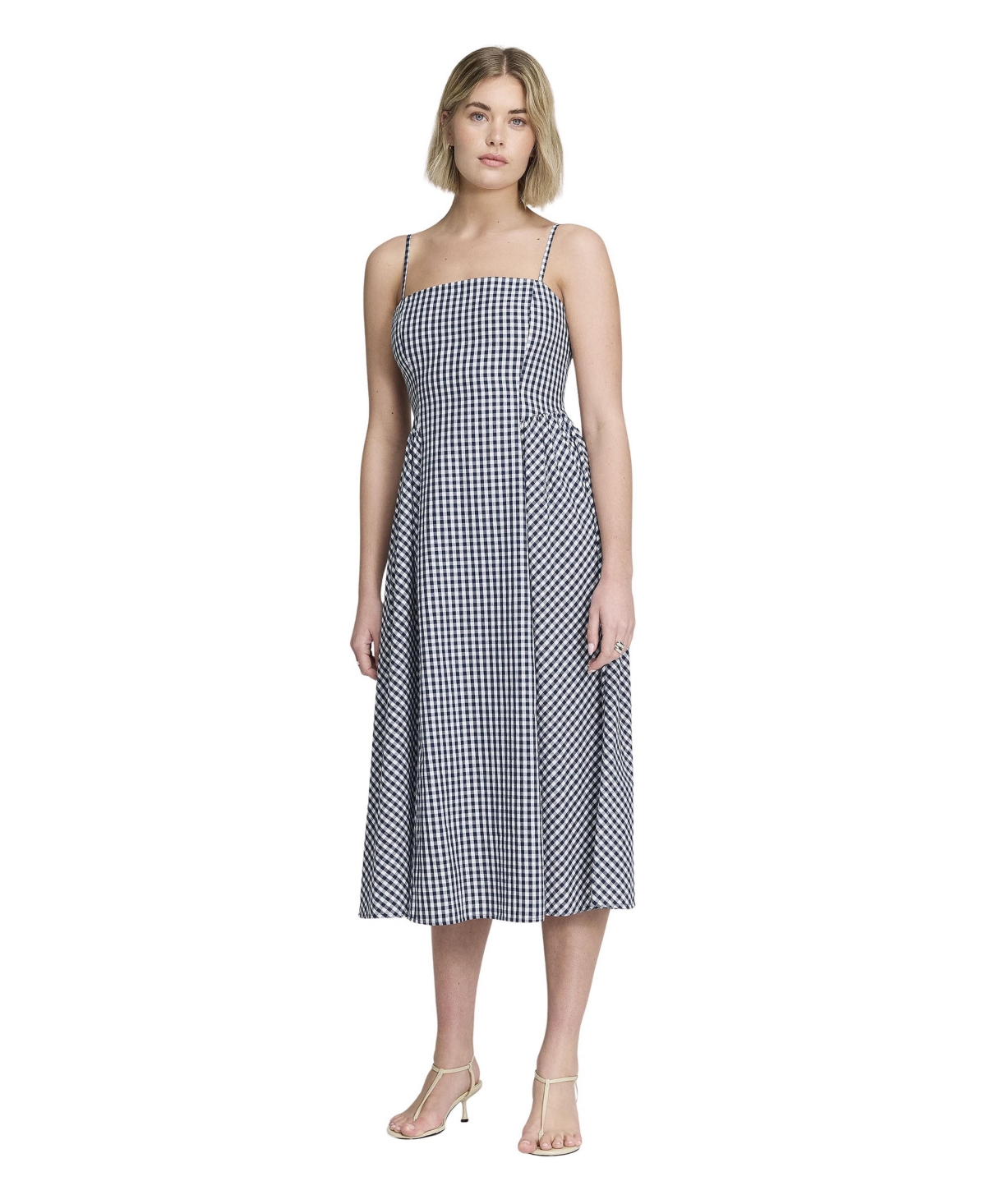 Click here for Finery London Womens Romina Cotton Gingham Midi Dr... prices