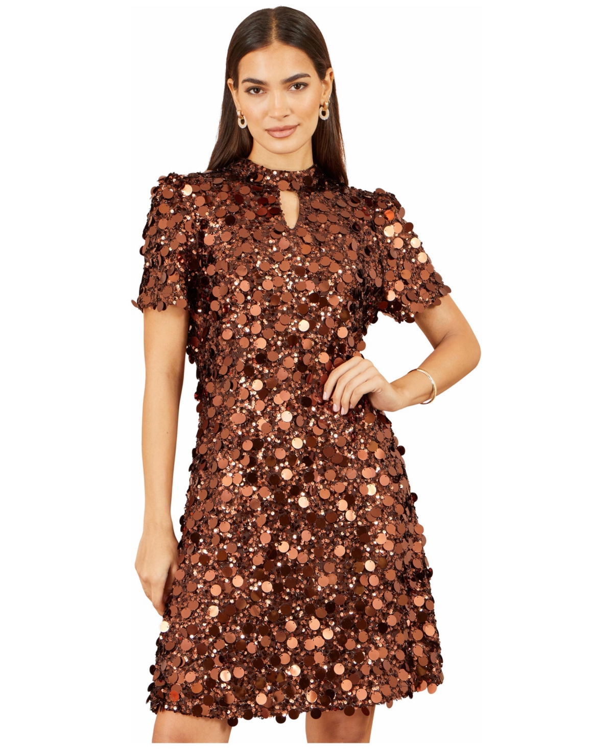 Click here for Yumi Womens Big Sequin Tunic Dress - Copper prices