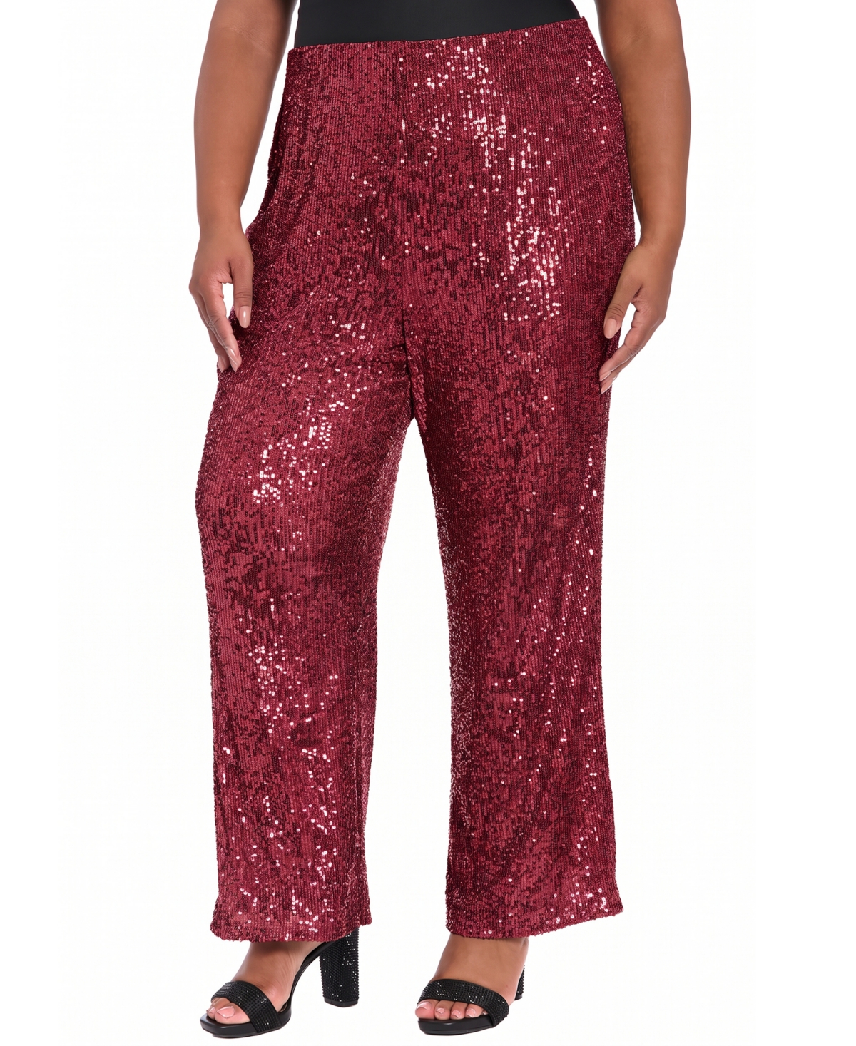Click here for Muse Plus Size Sequin Pull On Pants - Claret prices