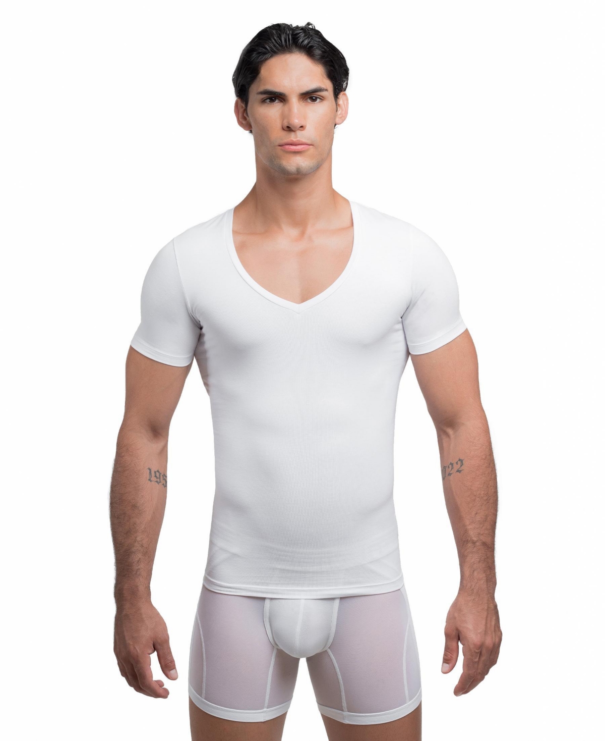 Click here for Rounderbum Mens Cotton Compression Deep V-Neck T-S... prices
