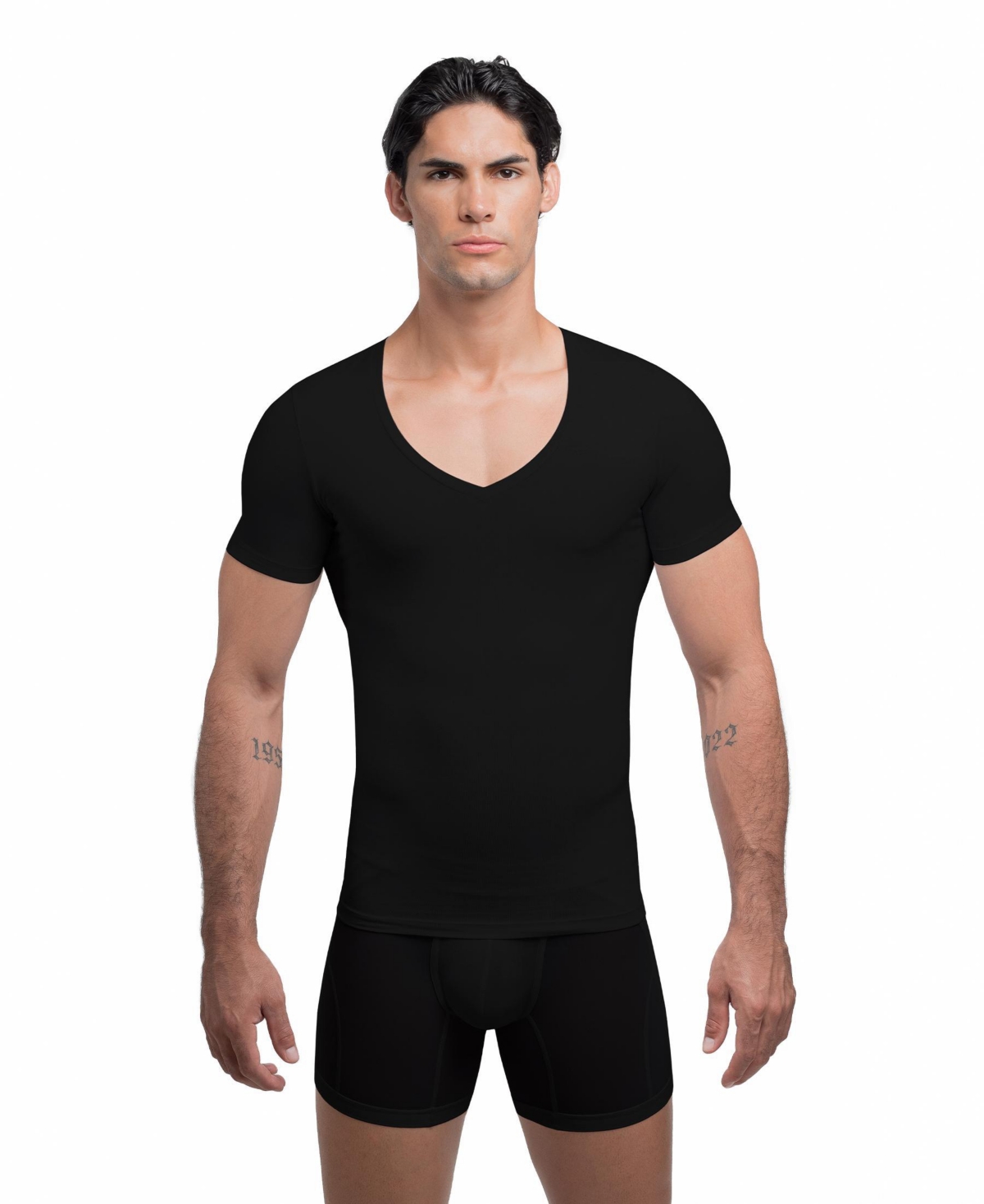 Click here for Rounderbum Mens Cotton Compression Deep V-Neck T-S... prices