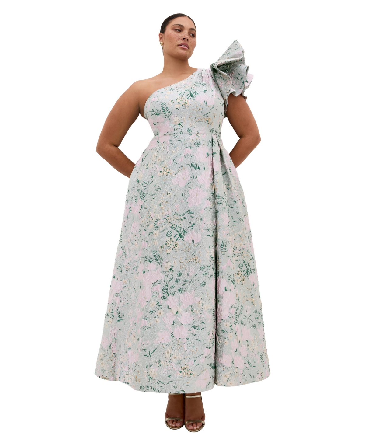 Click here for City Chic Plus Size Enchanting One-Shoulder Floral... prices
