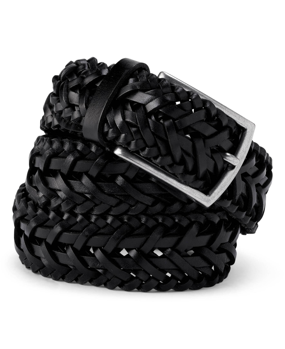 Click here for Lands End Mens Leather Braid Belt - Black prices