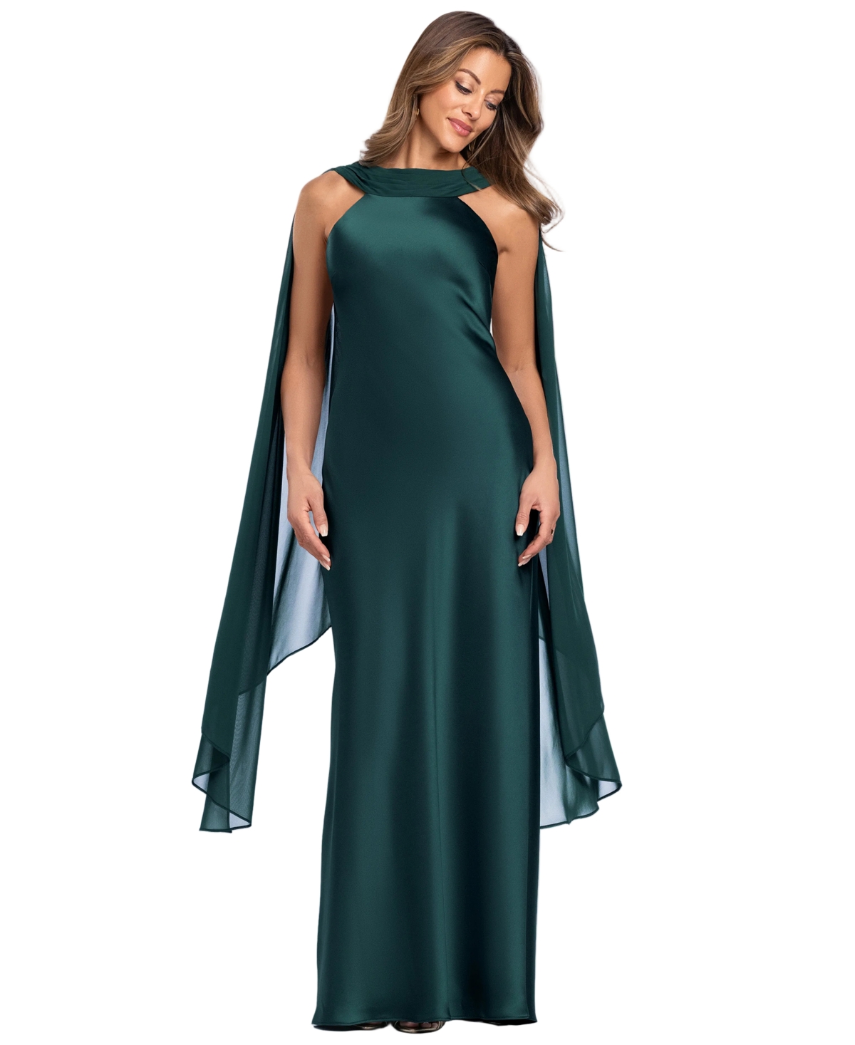 Click here for Xscape Petite High-Neck Cape-Back Sleeveless Gown... prices