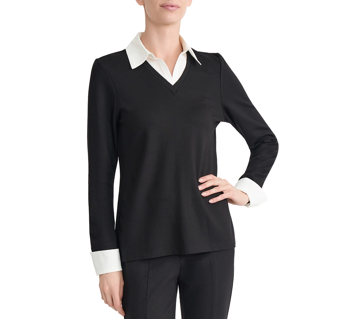 Click here for Jones New York Womens Twofer Long-Sleeve Collared... prices