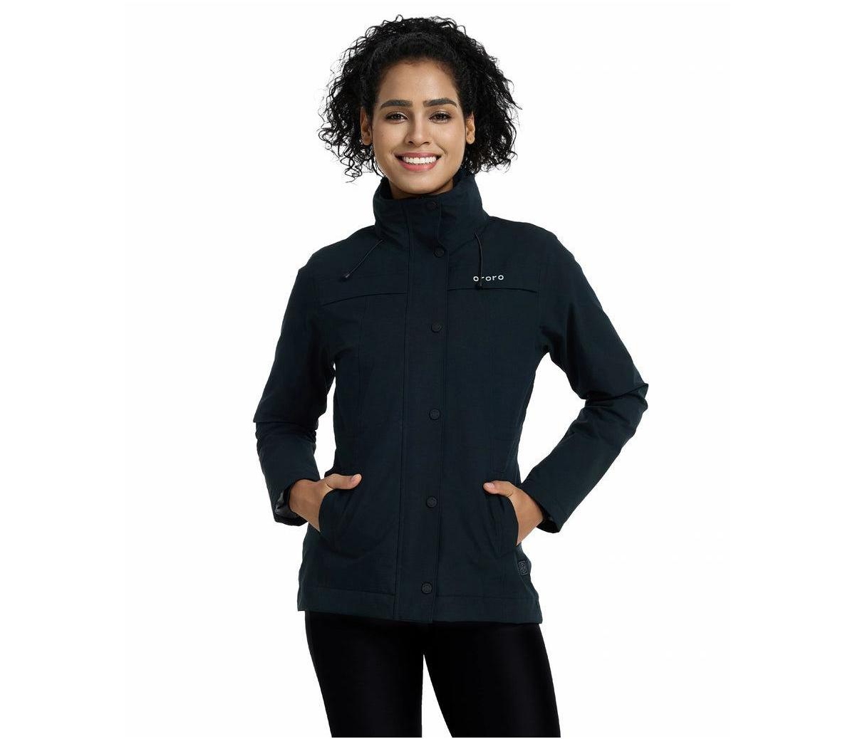 Click here for ororo Womens Waterproof Heated Sports Jacket - Bla... prices
