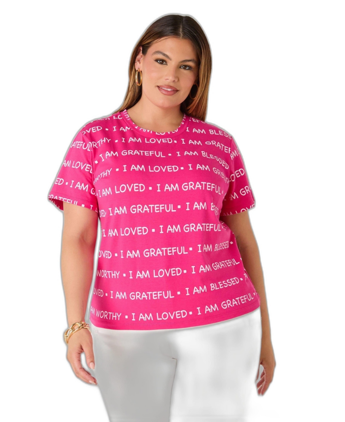 Click here for Ashley Stewart Plus Size I Am Printed Crewneck T-S... prices