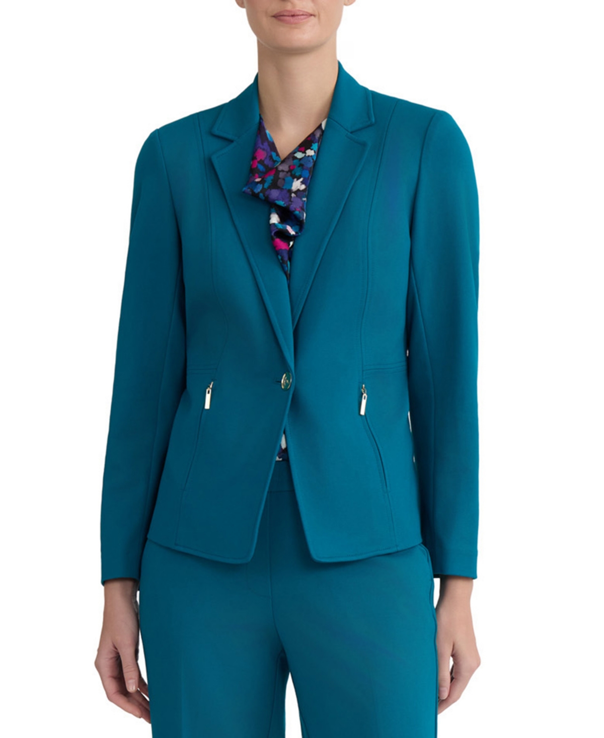 Click here for Kasper Womens One-Button Notch Collar Blazer - Bot... prices
